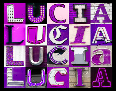 LUCIA Name Poster featuring photos of actual PURPLE sign letters | eBay