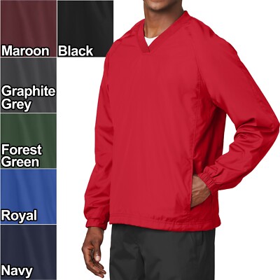BIG MENS Lined V-Neck Pocket Wind Shirt Jacket Golf Baseball XL, 2X, 3X ...