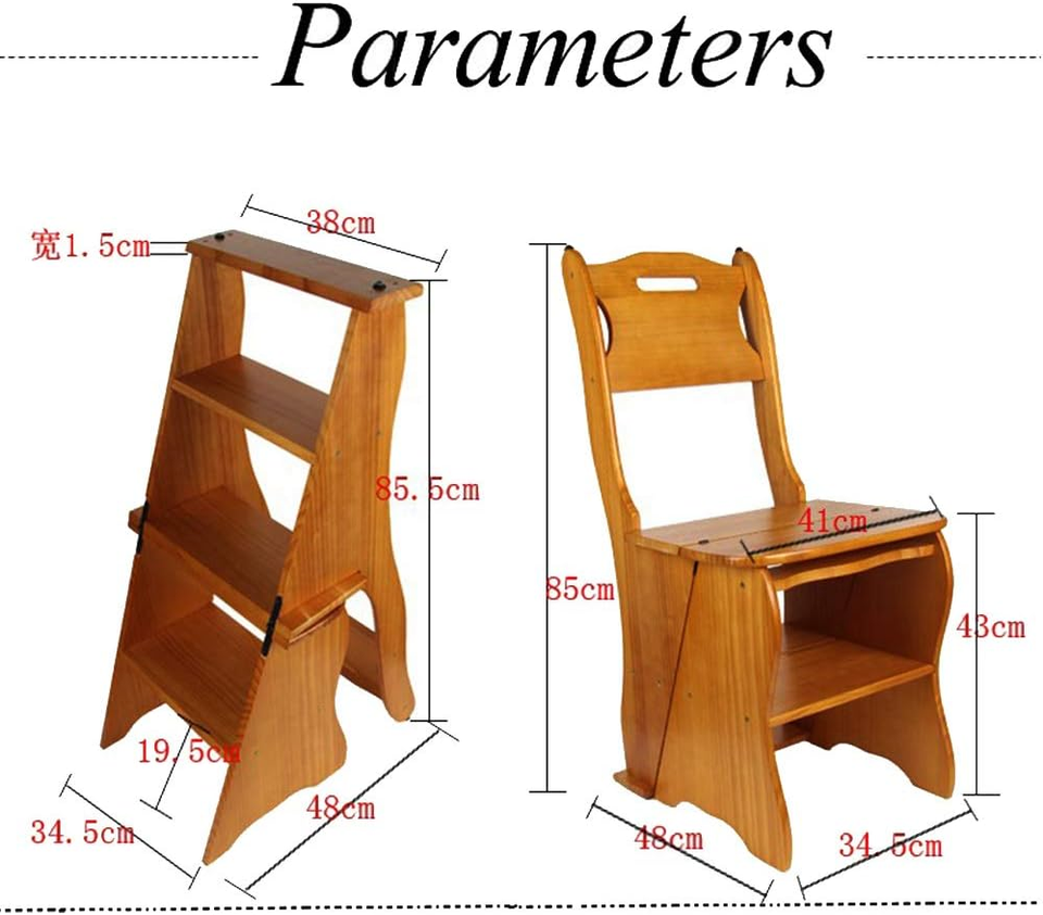 Wooden Folding Library Ladder Chair,2 in 1 Lightweight Portable ...