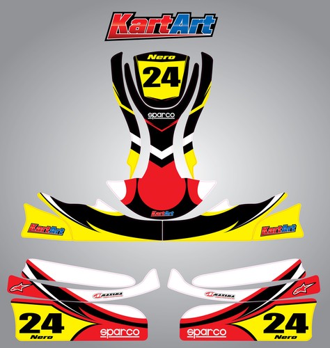 Arrow X1 go kart full custom KART ART sticker kit NERO STYLE / graphics ...