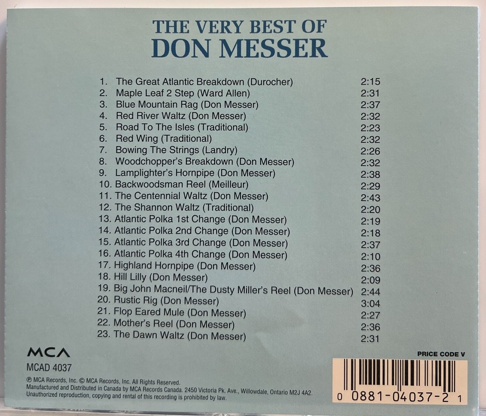 Don Messer: The Very Best Of Don Messer (CD 1994 MCA Records) *Rare ...