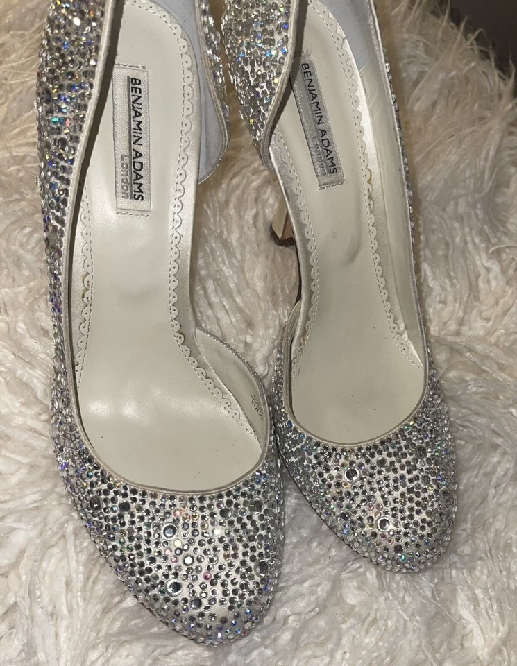 Benjamin Adams GAGA Ivory Leather Swarovski Crystal Bridal Shoes | eBay
