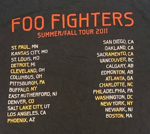 Foo Fighters Wasting Light Summer/Fall Tour 2011 XL Tultex tag black T shirt | eBay