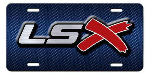 LSX LS X Metal Vanity Aluminum License Plate Tag New Silver Red Black ...