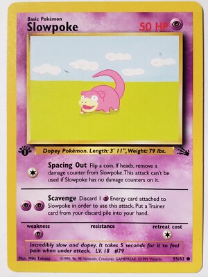 Slowpoke 55/62 - LP - 1ST EDITION Fossil Pokemon Card - $2 Combined ...