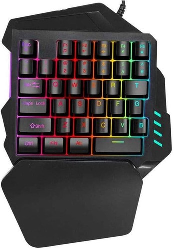 One Handed Gaming Keyboard RGB Backlit, 35 Keys Portable Mini Keypad ...