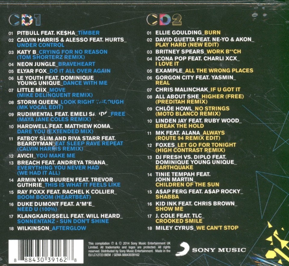 Various Artists Clubbing 2014 double CD UK Sony Music 2014 in digipak ...