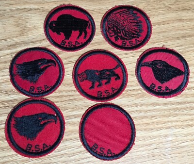 7 vintage Boy Scouts of America BSA red black BADGE patches UNUSED | eBay
