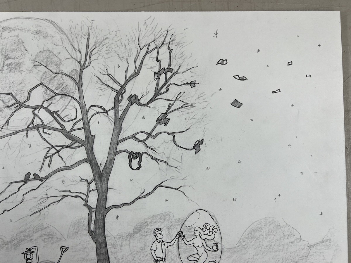 Abstract Tree Pencil Drawings