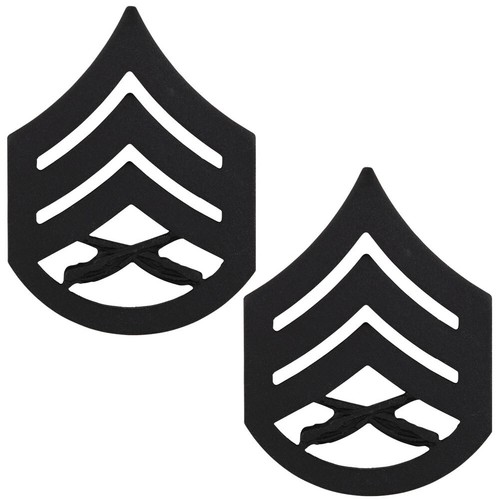 Marine Chevron Staff Sergeant SSGT E6 Black Metal Rank Pin On Pair | eBay