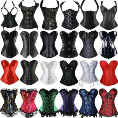 Women Floral Lace Up Overbust Corset Waist Training Hooks Basques ...