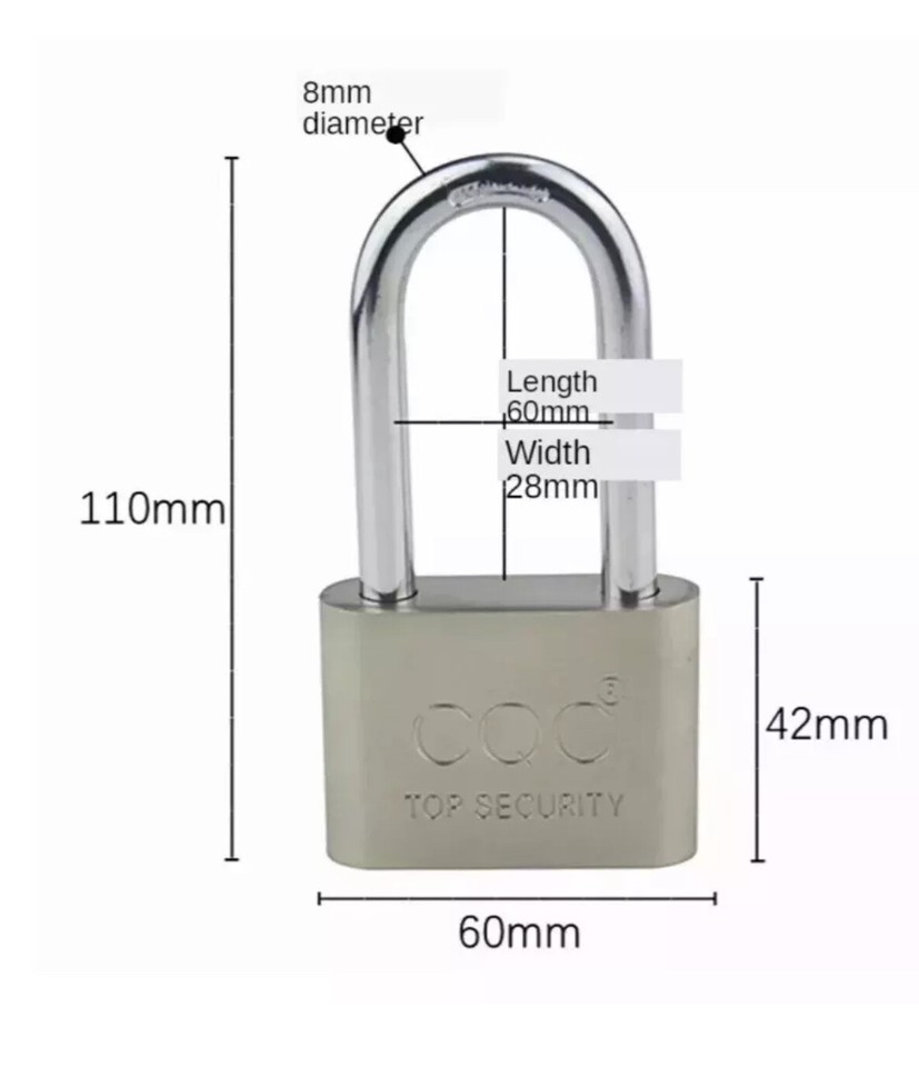 30/40/50/60mm Heavy Duty Padlock Steel Outdoor gate shed Lock Long ...
