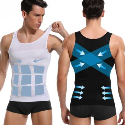 Mens Slimming Body Shaper Posture Corrector Vest Abdomen Compression ...