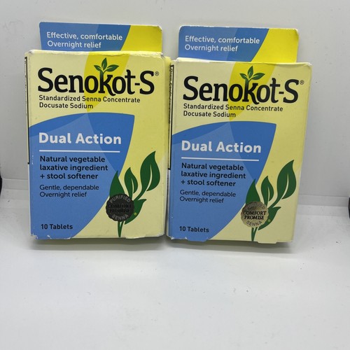 2 Senokot-S Dual Action Vegetable Laxative + Stool Softener 10 Tabs ...
