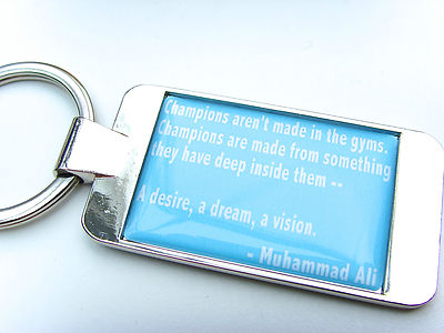 MUHAMMAD ALI FAMOUS QUOTE KEYRING KEY FOB BADGE CHAIN GIFT | eBay