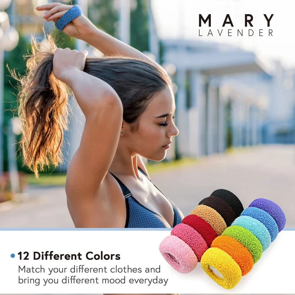 MARY LAVENDER Large Stretch Terry Cloth Hair Ties and Ponytail Color 1 ...