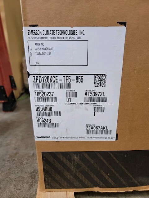 NEW In box -Emerson ZPD120KCE-TF5-855 Compressor | eBay