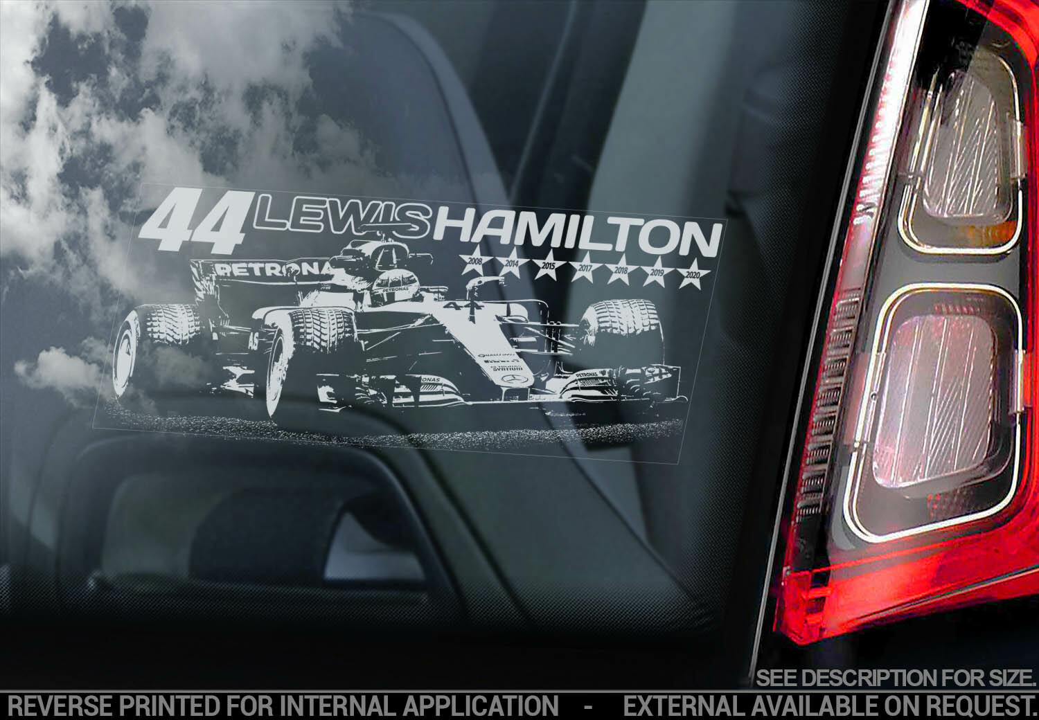 LEWIS HAMILTON #44 Car Sticker, Formula One F1 Window Decal Sign Gift ...