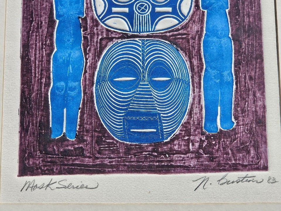 NATHANIEL BUSTION 1983 ORIGINAL MONO COLLAGRAPH MASK SERIES | eBay