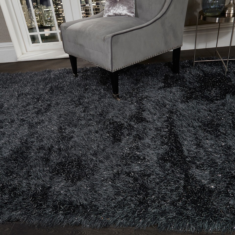 Shaggy Rug SHIMMER SPARKLE GLITTER 5.5cm Thick Soft Pile Large Living ...