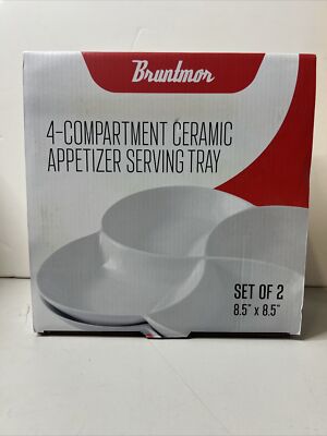 8.5 Inch Ceramic 4-Section Stackable Serving Tray in White, Set of 2 | eBay