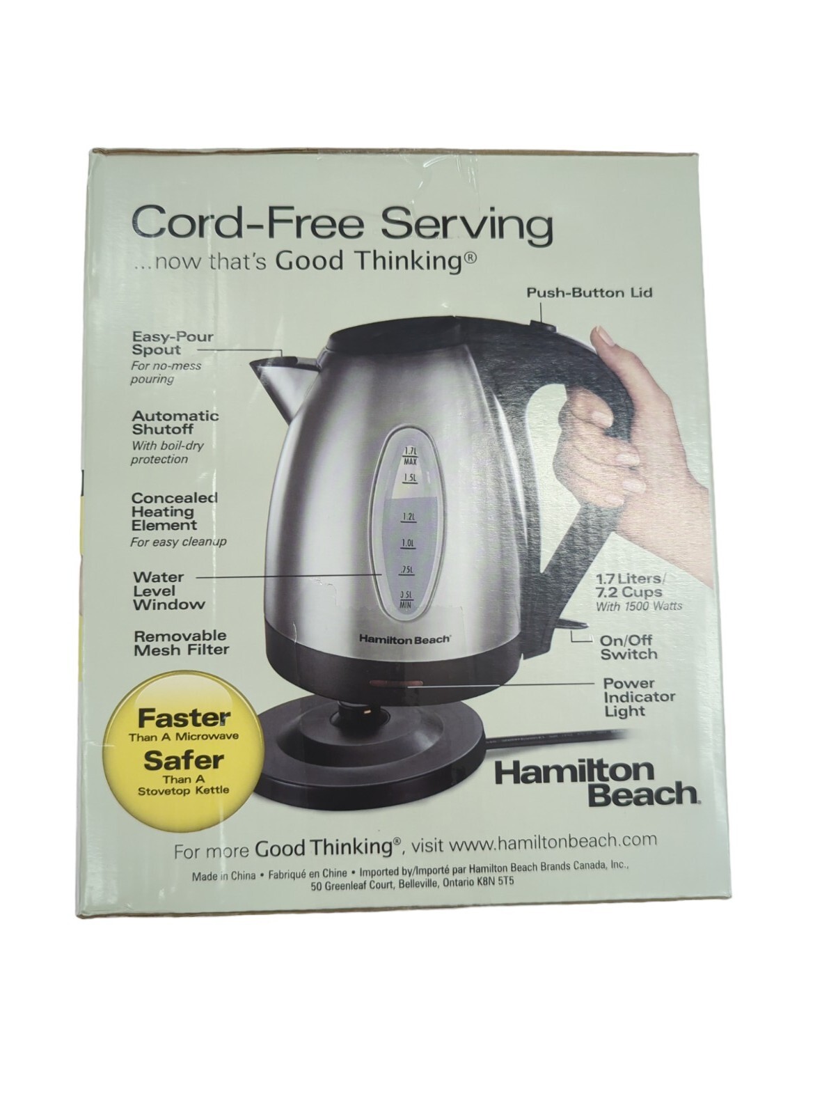 Hamilton Beach 40880 1.7L Electric Kettle - Silver for sale online | eBay