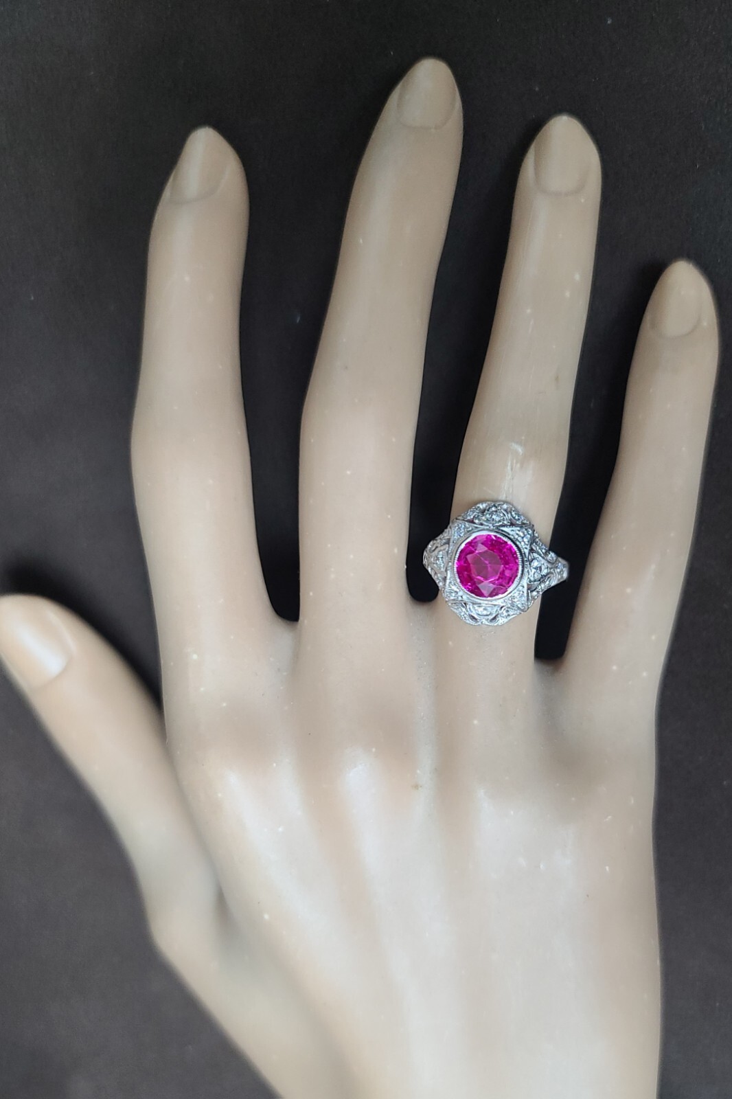 Vintage 14k White Gold Engagement Ring 2.92CT. Gem Pink Sapphire Round Cut | eBay