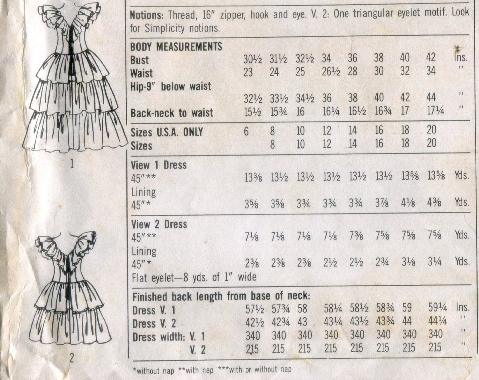 Vintage 1989 Simplicity Pattern 9049 Misses' SZ 18 (6 to 20) Dress/Gown ...