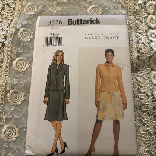 Butterick 3576 Womens 12-16 Ellen Tracy Jacket Skirt Suit 2 pc Dress ...