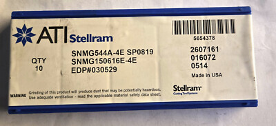 ATI Stellram Carbide Inserts 7 pcs SNMG544A-4E SP0819 SNMG150616E-4E | eBay