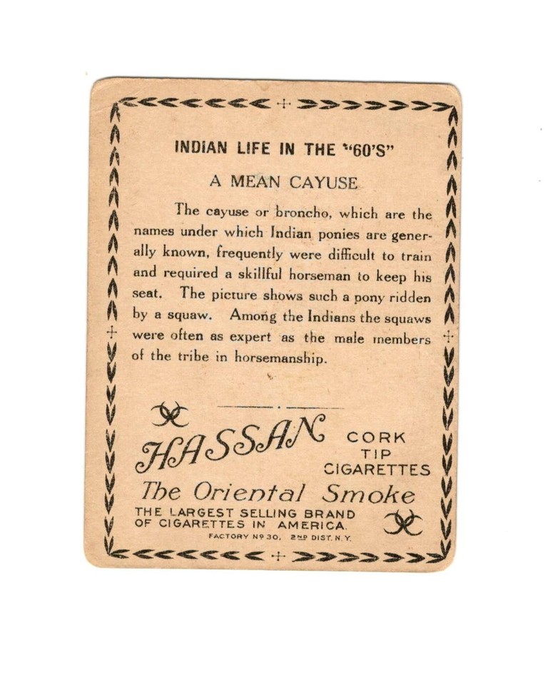 1910 T73 Hassan Cigarettes "Indian Life in the 60's" - U Pick ~ Upd 11 ...