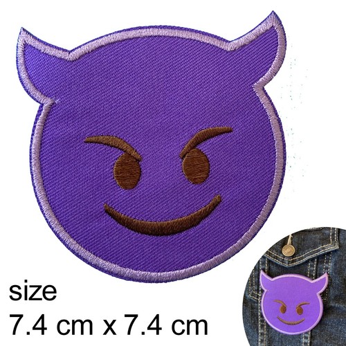 Devil Smiley Iron on patch hell inferno devilish emoticon guilty iron ...