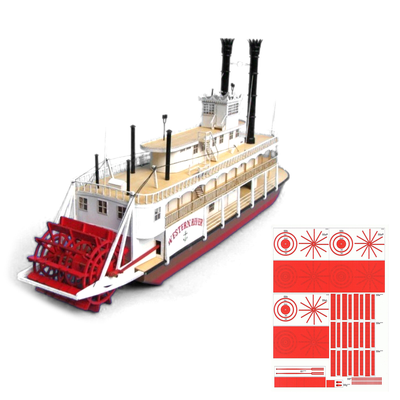 1:100 Mississippi Paddle Steamboat Handcraft Paper Mode DIY Unassembled ...