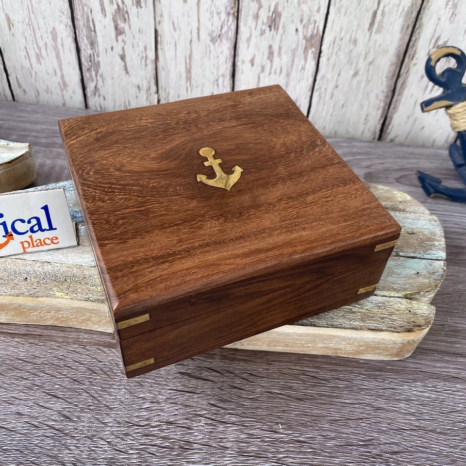 Large 3.75" Brass Sundial Desk Compass w/ Wooden Box - Old Vintage ...