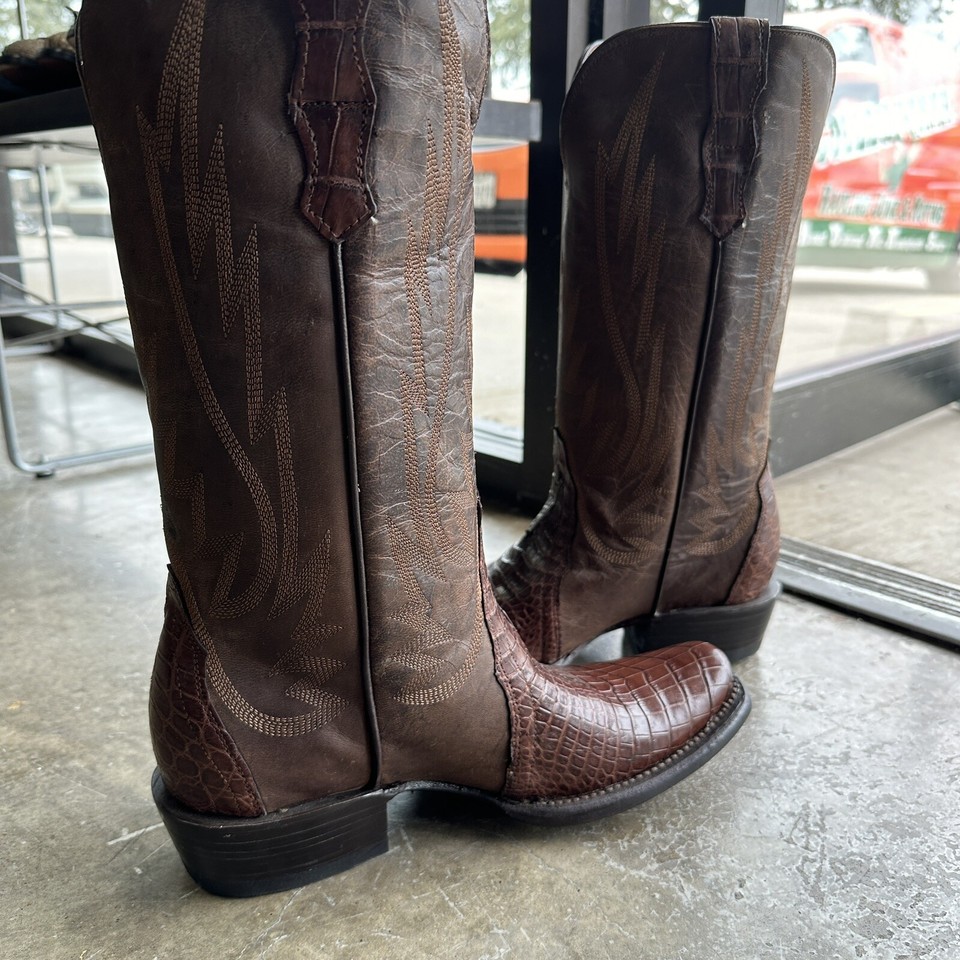 ASC Triad Nile Crocodile Chocolate Belly Handcrafted Boots Cutter Toe ...