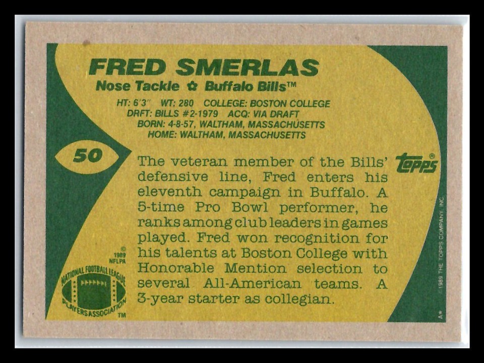 1989 Topps #50 Fred Smerlas | eBay