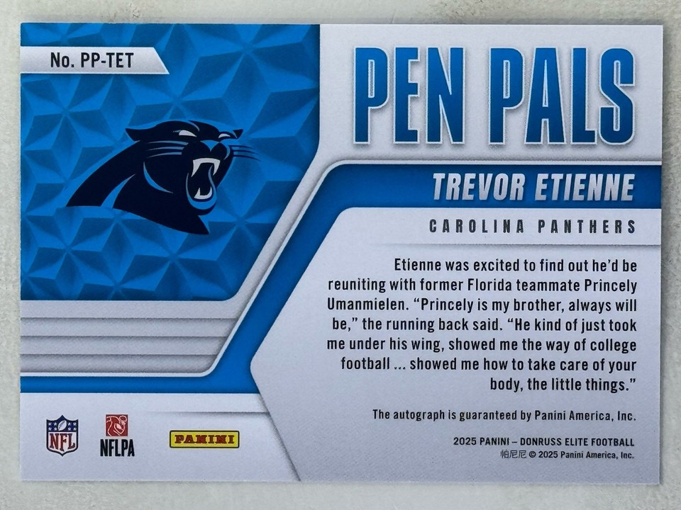 Trevor Etienne 2025 Panini Donruss Elite Pen Pals Auto #PP-TET NFL ...