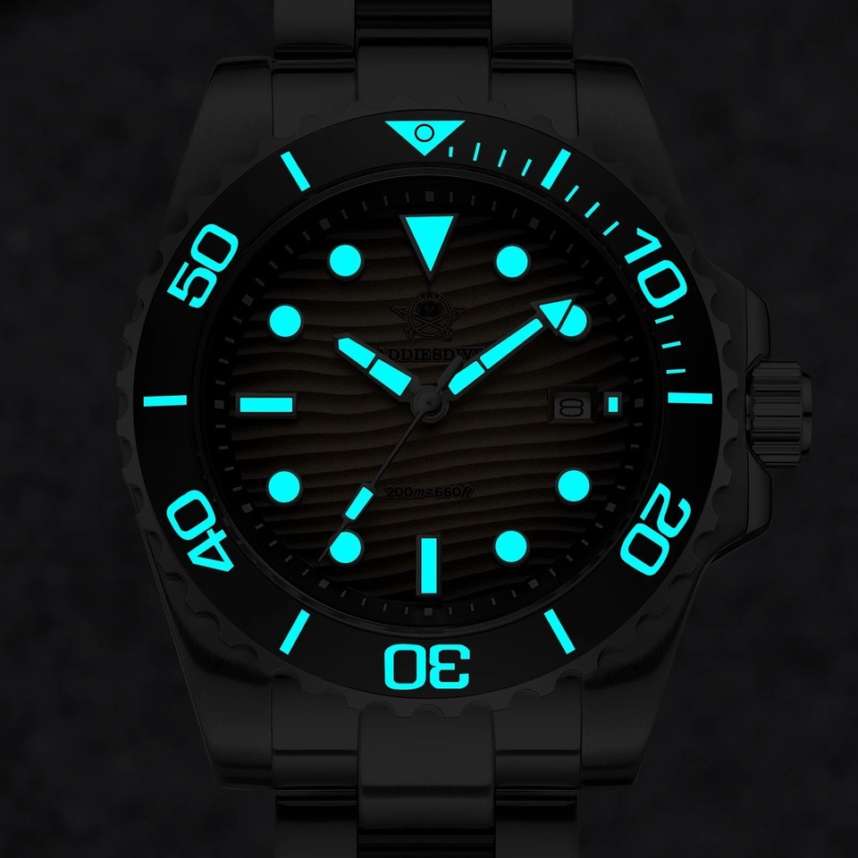 ADDIESDIVE Quartz Men's Watch 41MM Diver 200M Waterproof Luminous ...