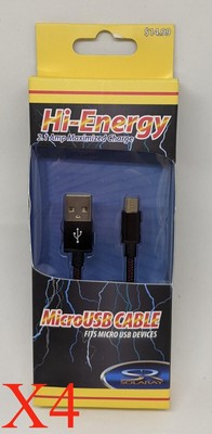 Solaray Micro USB Cable High-Energy 2.1 Amp Maximized Charge Black Set ...
