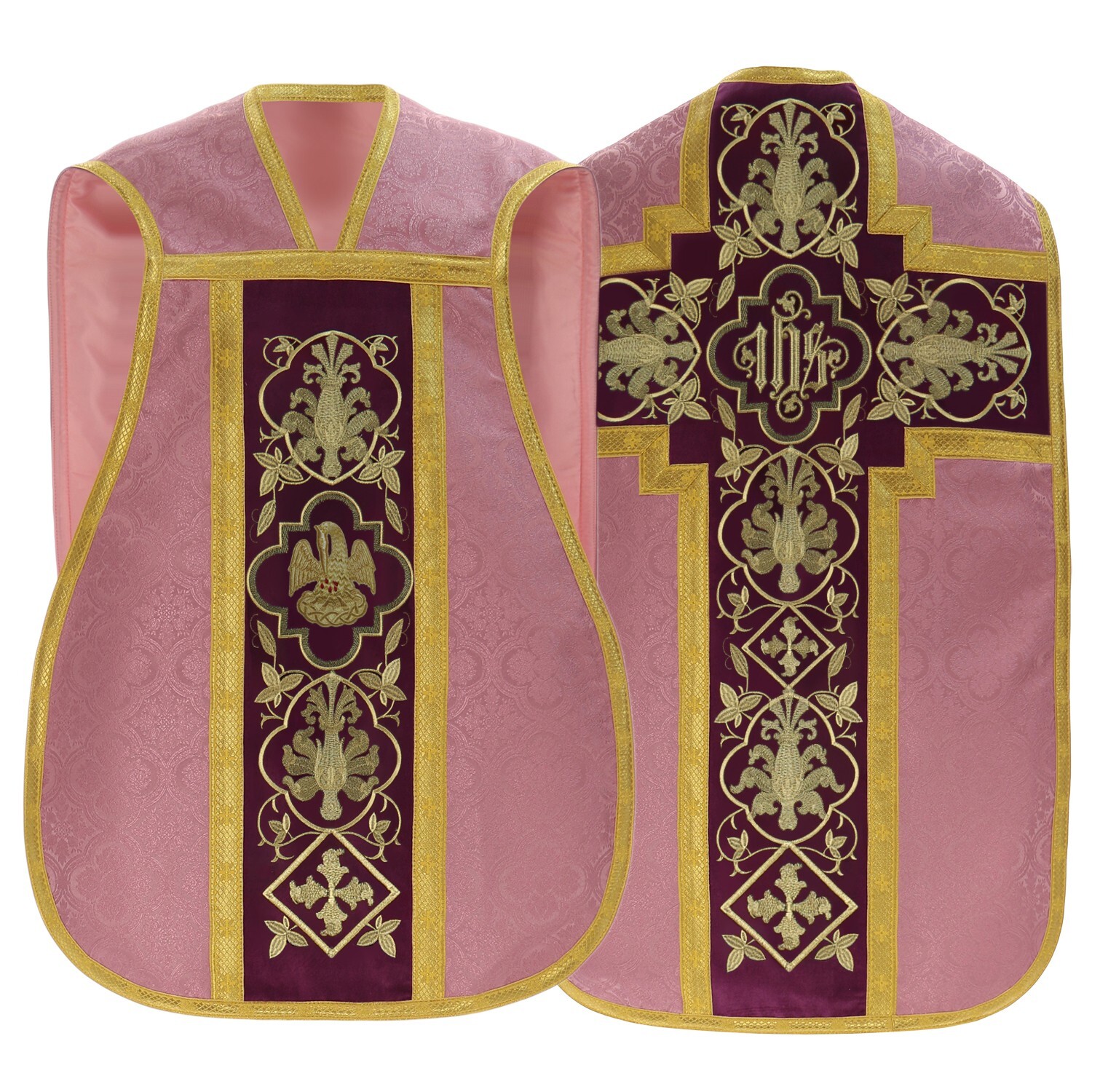 Rose Roman Fiddleback Chasuble with stole Vestment Casulla Rosa Casula ...