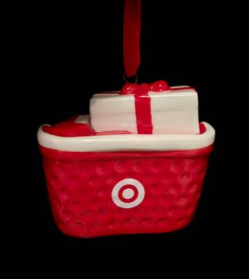 CERAMIC TARGET HOLIDAY SHOPPING HAND BASKET~CHRISTMAS TREE ORNAMENT ...