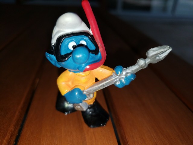 Smurfs 20120 Frogman Smurf Scuba Diver Snorkel Vintage Toy Figure PVC ...