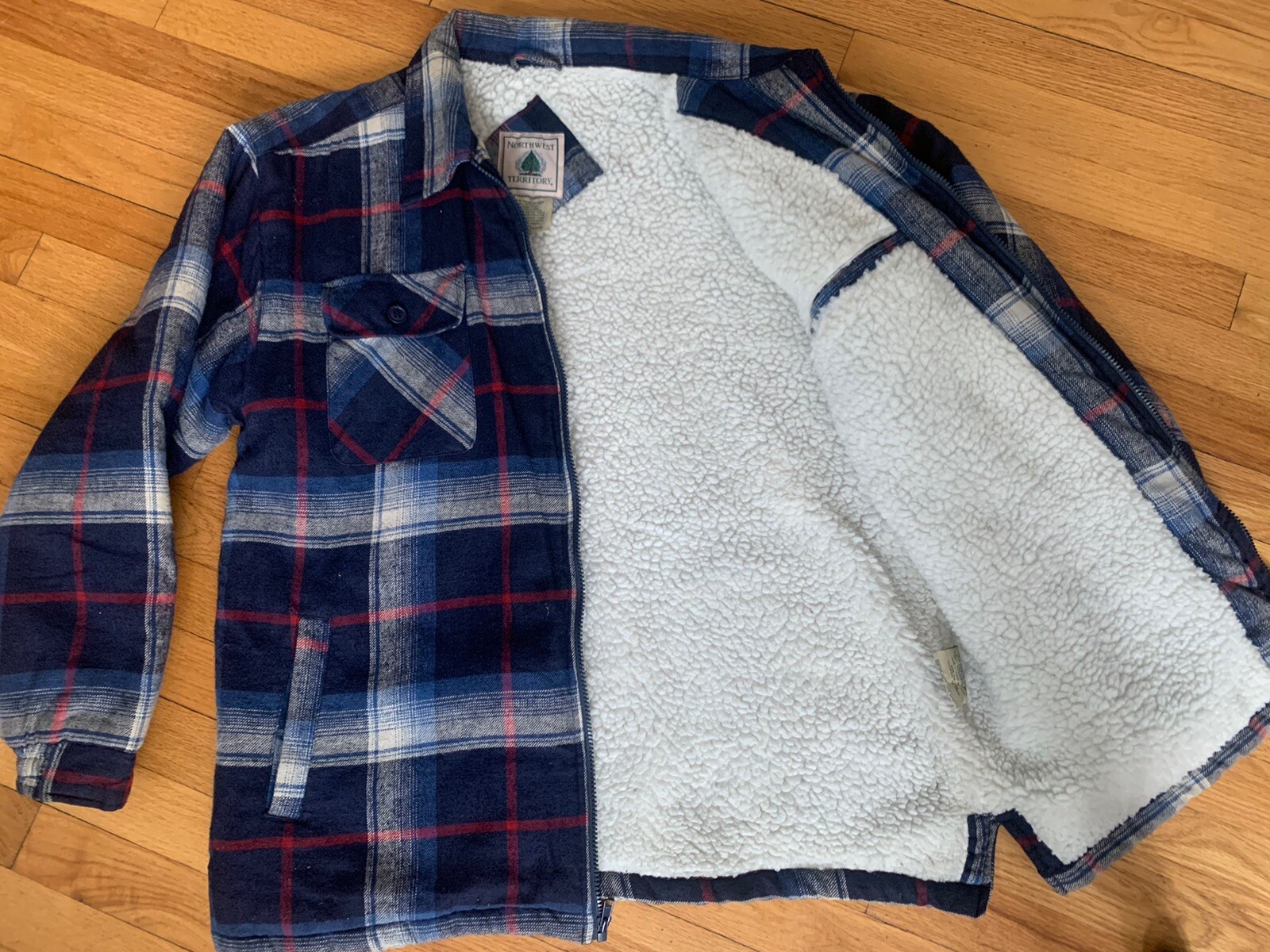 Vintage Kmart Northwest Territory Mens Medium Plaid Sherpa Zip Shacket ...