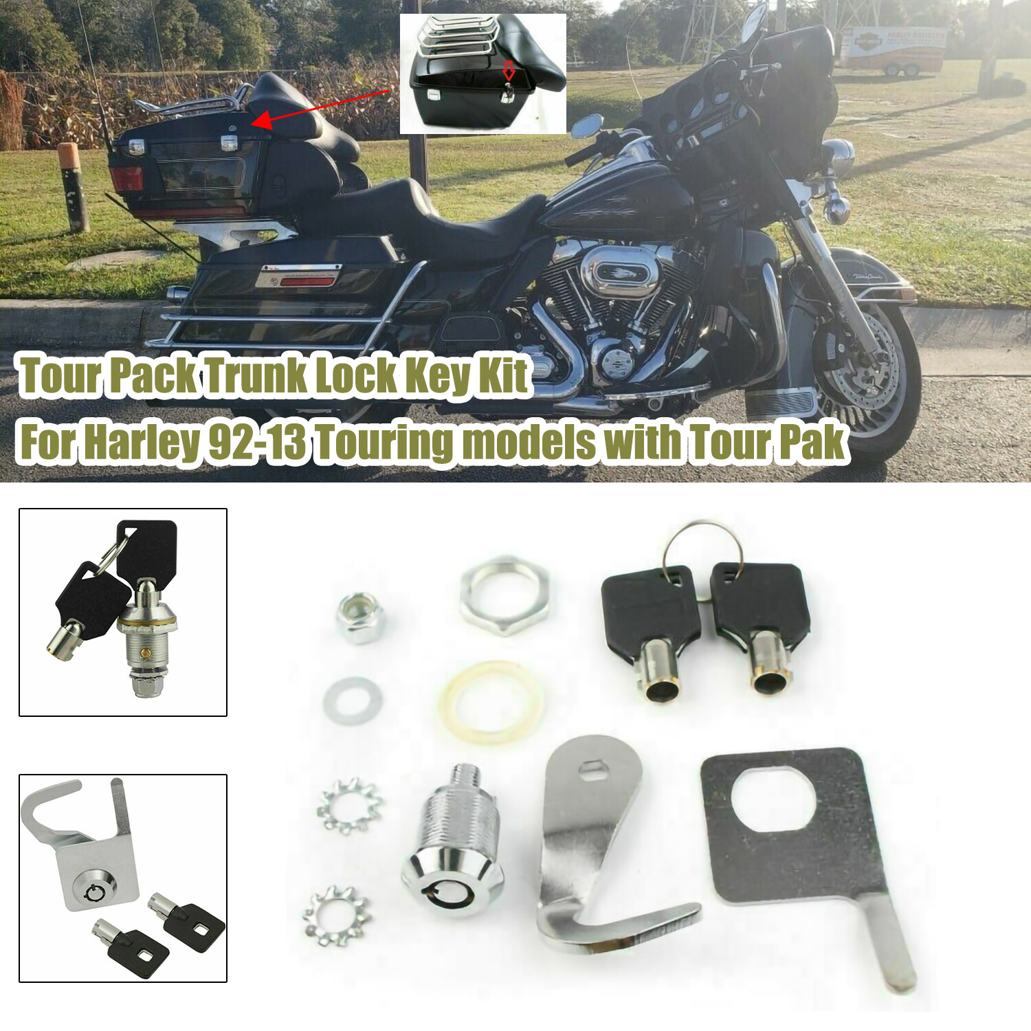 Motorcycle Saddlebag Lock w/Keys Kit For Harley Ultra Limited Electra ...