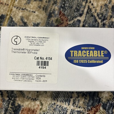 Control Company Traceable Hygrometer Thermometer W/Probe 4154 | eBay