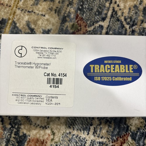 Control Company Traceable Hygrometer Thermometer W/Probe 4154 | eBay