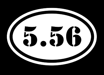 5.56 cal, 556 caliber, 556 cal Oval EURO Decal in stencil font for Car ...