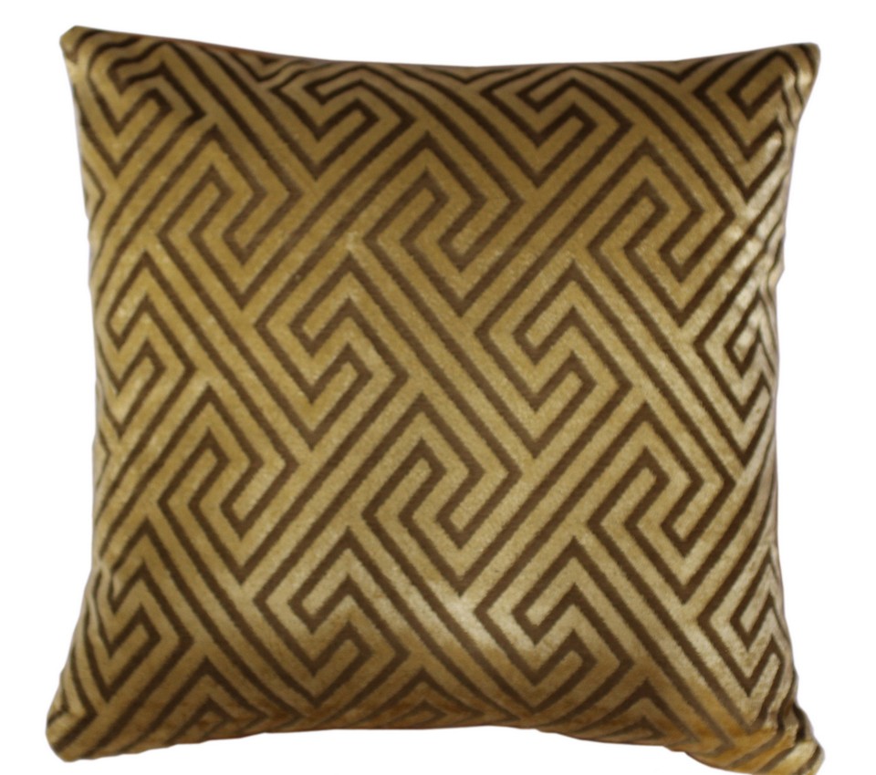 Greek Key Design Chenille Velvet Print 16” X 16” Cushion Covers Pillow ...