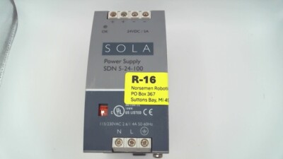 Sola 24V DC 5A Power Supply SDN 5-24-100 DIN Rail Mount GUARANTEED R-16 ...