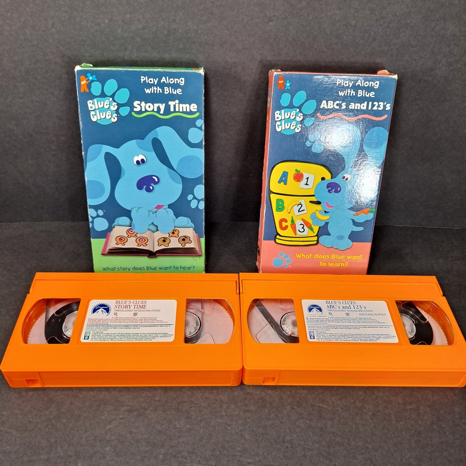 Blue's Clues VHS lot of 2 - Story Time ABCs & 123s Play Along With Blue ...